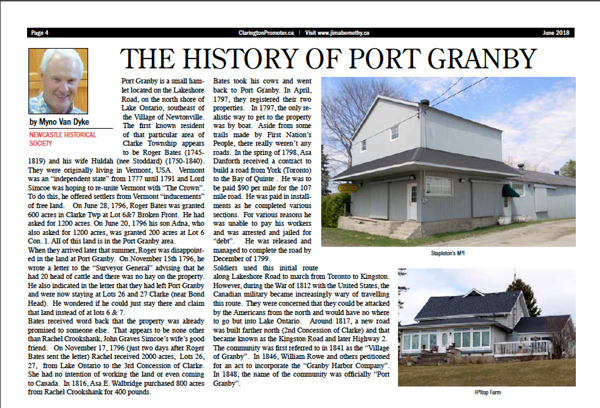 History of Port Granby - Newcastle Village and District Historical Society